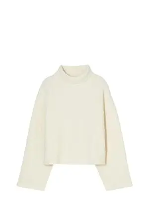 Closed High-neck Textured Sweatshirt - White