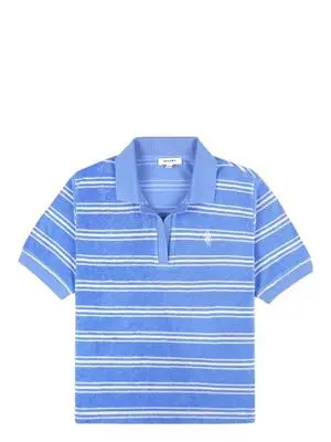 SPORTY  RICH Sporty & Rich Juniper Striped Polo T-shirt - Blue