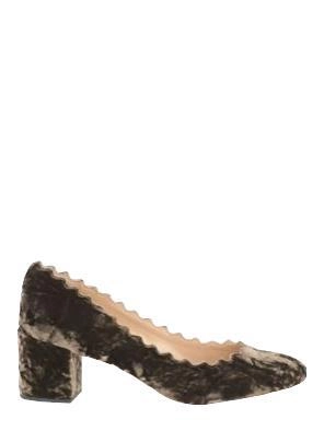 Chloé Velvet Round-toe Block Heel Pumps - Black