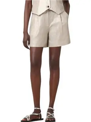 ALLSAINTS Averie Linen High-waisted Pleated Shorts - Nude