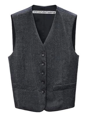 Alexander Wang Tailored Vest With Hotfix Embellishments - Grey