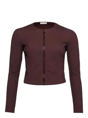 ERES Ribbed Zip-front Cropped Jacket - Red