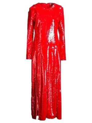 GANNI Sequined Long Sleeve Maxi Dress - Red