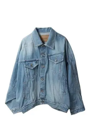 DOUBLET Asymmetrical Denim Jacket With Drop Shoulder - Blue