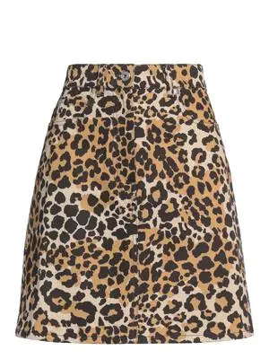 MAX MARA Weekend Max Mara Leopard Print Gabardine Flared Mini Skirt