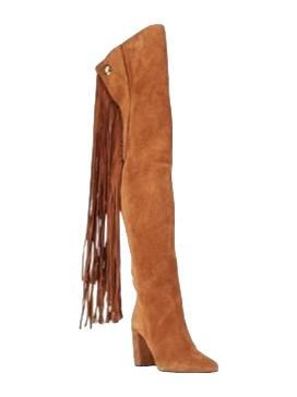 Chloé Over-the-knee Suede Boots With Fringed Detail - Brown