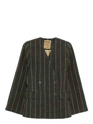 UMA WANG Striped Double-breasted Blazer - Grey