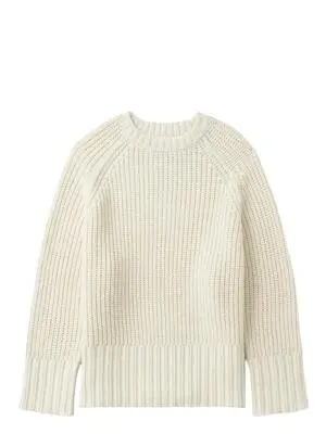 LOW CLASSIC Ribbed Long Sleeve Sweater - White