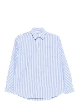 SPORTY  RICH Sporty & Rich Striped Embroidered Shirt - Blue
