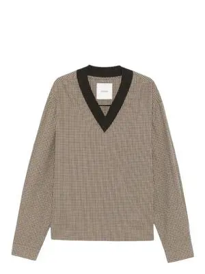 Nanushka Checked V-neck Long Sleeve Top - Nude