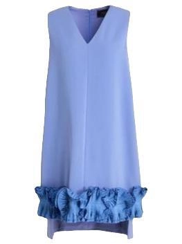 Max Mara Sleeveless V-neck Ruffled Crepe Mini Dress - Blue