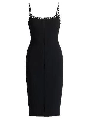Max Mara Sleeveless Crystal Embellished Fitted Dress - Black