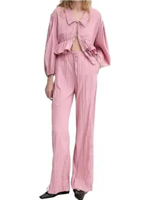 Stine Goya Ruffled Tie Front Blouse - Pink