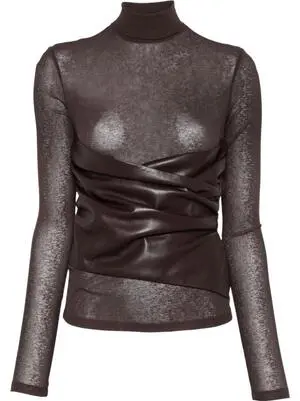 Nanushka Draped Panel Turtleneck Top - Black