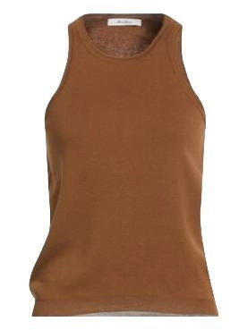 Max Mara Crew-neck Racerback Ribbed Tank Top - Brown