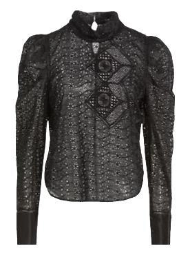 Isabel Marant Étoile Long Sleeve Broderie Anglaise Blouse - Black