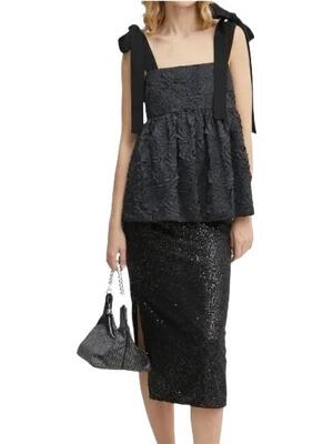 Stine Goya Floral Embellished Sleeveless Blouse - Black