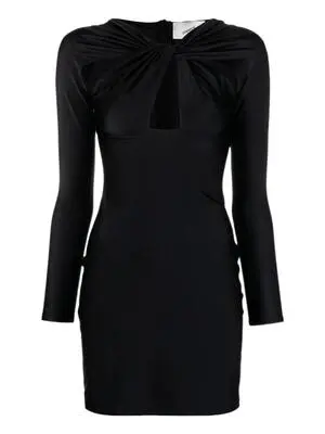 Coperni Twisted Cut-out Long Sleeve Mini Dress - Black