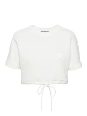 PRADA Cropped Cotton Fleece T-shirt