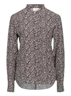 Isabel Marant Étoile Isabel Marant Two-Tone Stand Collar Long Sleeve Blouse Gray