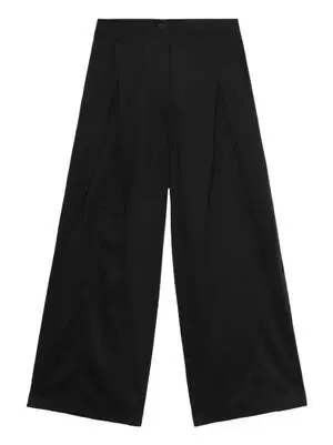 LOW CLASSIC Wide-leg Pleated Trousers - Black