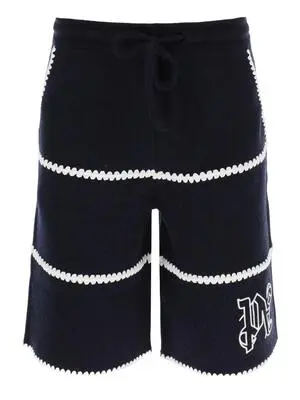 Palm Angels Logo Embroidered Drawstring Shorts - Black