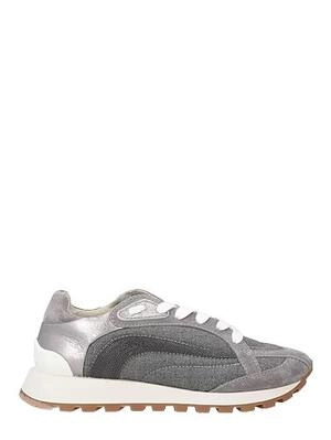 Brunello Cucinelli Suede And Fabric Trainers - Gray