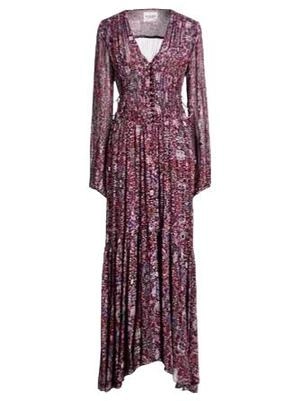 Isabel Marant Étoile Printed Long Sleeve V-neck Maxi Dress - Red