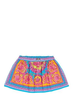 VERSACE Versace Printed Cotton-Poplin Skirt With Medusa Head Embellishment
