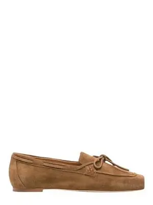 AeydĒ Aeyde Jasper Suede Loafers With Bow Detailing Brown