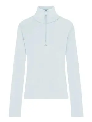 COURREGES Zipped Mock-neck Sweater - Light Blue