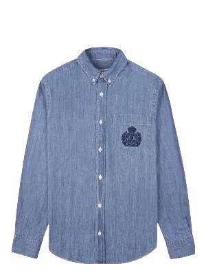 SPORTY  RICH Sporty & Rich Embroidered Pocket Shirt - Blue