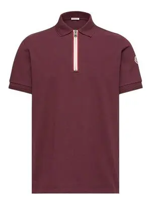 Moncler Tricolor-trimmed Cotton Polo Shirt - Red