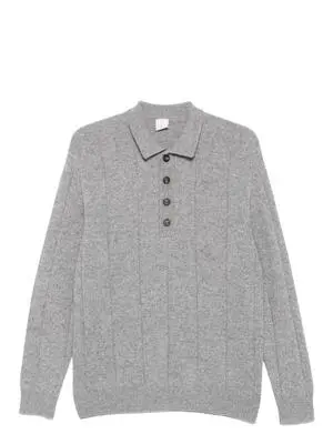 Eleventy Ribbed Polo Shirt Medium Gray