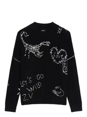 Zadig&Voltaire Baba Merino Sweater With Patterned Embellishments - Black
