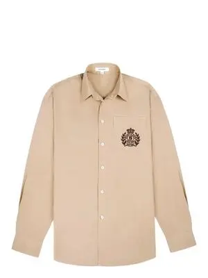 SPORTY  RICH Sporty & Rich Crest Embroidered Button-up Shirt - Nude