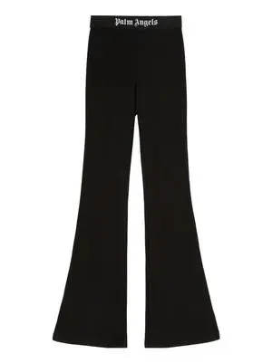 Palm Angels Logo Waistband Flared Leggings - Black