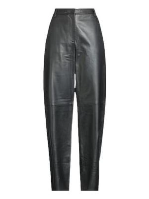 Max Mara Minimal Straight-leg Leather Trousers - Black