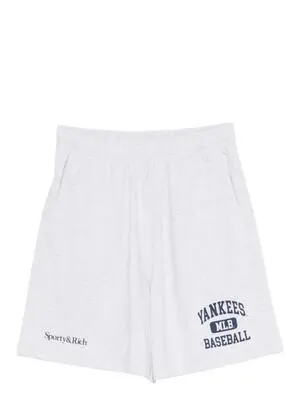 SPORTY  RICH Sporty & Rich X New York Yankees Knee-length Cotton Shorts - White