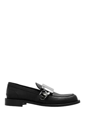 J.W.ANDERSON Logo Engraved Leather Loafers - Black