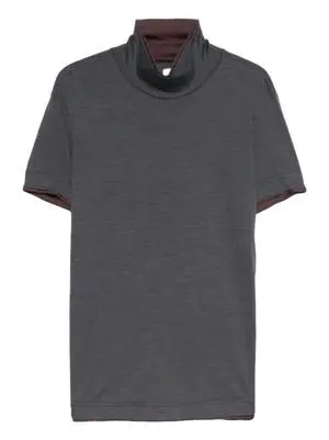 Eleventy High-neck Short-sleeve Top - Black