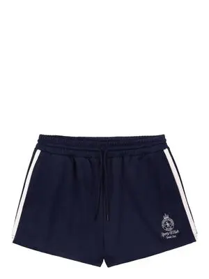 SPORTY  RICH Sporty & Rich Logo-embroidered Side-stripe Shorts - Black