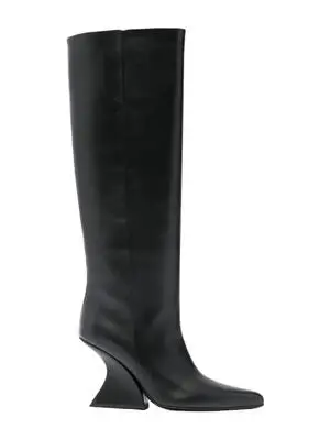 MUGLER Calfskin Sculptural Heel Knee-high Boots - Black