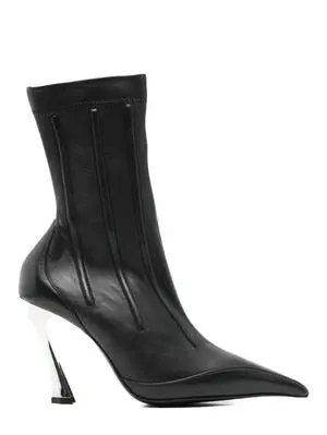 MUGLER 95mm Leather Ankle Boots - Black