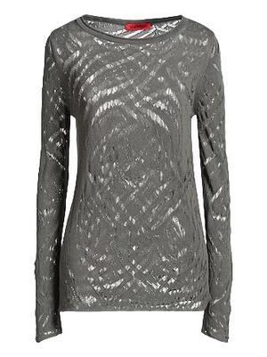MAXCO. Max&co. Crochet-knit Long Sleeve Crewneck Top - Gray