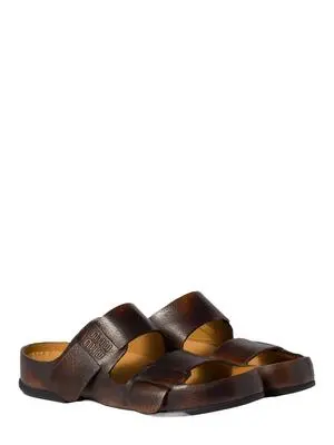 MIU MIU Miu Miu Bleached Leather Round-Toe Slippers