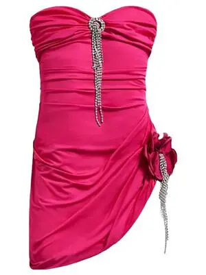 AREA AREA Strapless Mini Dress With Draping And Embellishments