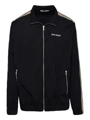 Palm Angels Logo Detailed Zipped Track Jacket - Black