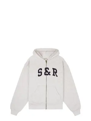 SPORTY  RICH Sporty & Rich Logo Zip Hoodie - Grey