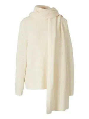 STAUD Staud Detailed Knit Jersey Jumper With Detachable Scarf